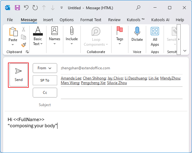 How to send personalized mass emails in Outlook?