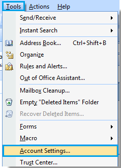 How to set an email account as the default account in Outlook?