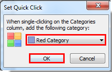How to set quick click category or flag in Outlook?