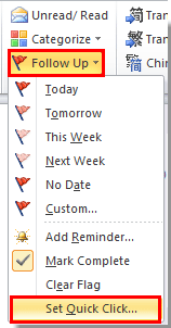 How to set quick click category or flag in Outlook?