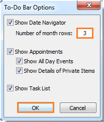 How to view or show multiple calendar months in Outlook Date Navigator?