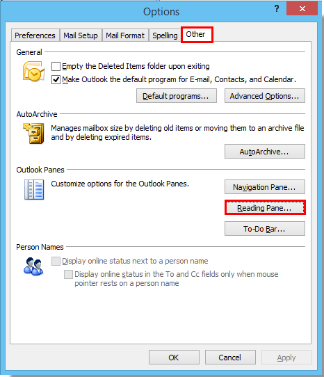 How to use space bar as single key reading in Outlook?