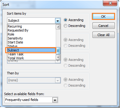 How to sort tasks by categories or subject in Outlook?