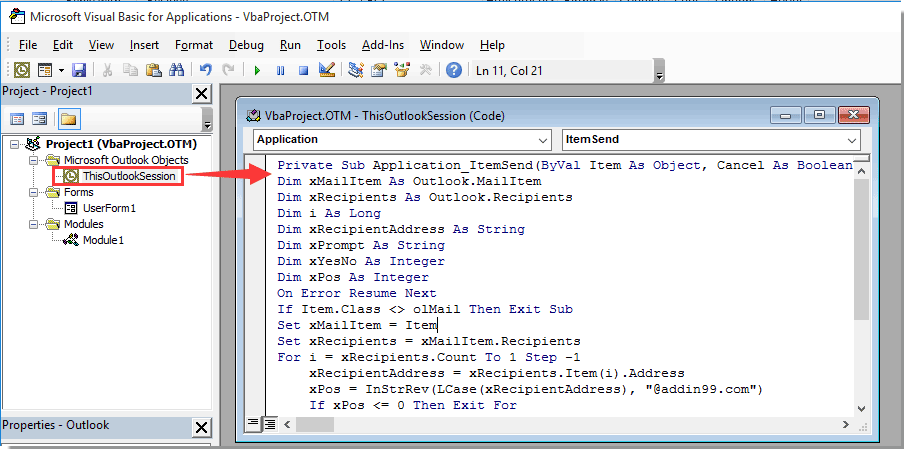 How to get warning when sending email to external domain in Outlook?
