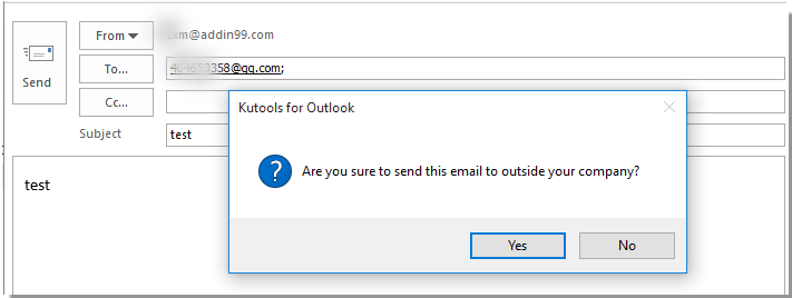 How to get warning when sending email to external domain in Outlook?