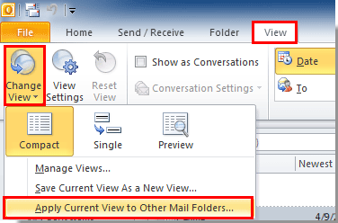 How to make all folders look the same in Outlook?
