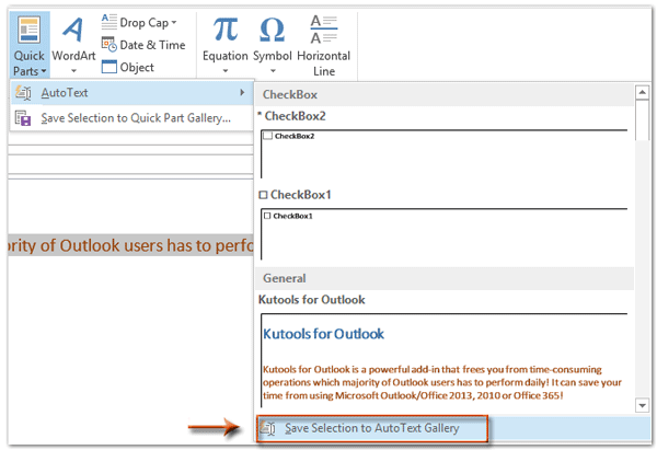 How to edit quick parts (AutoText) in Outlook?