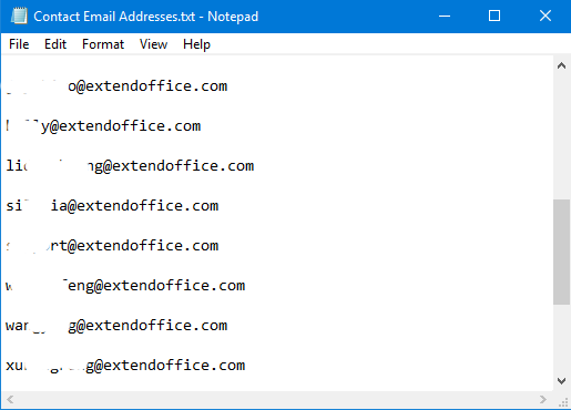 How to export email addresses based on specific domain in Outlook?