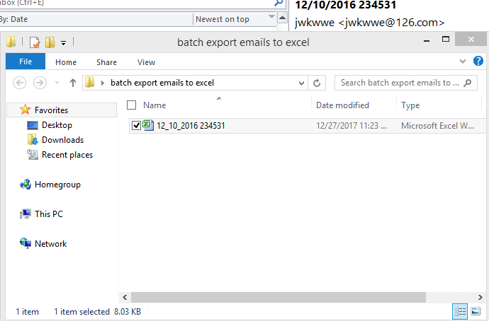 How to export one or multiple emails to excel file in Outlook