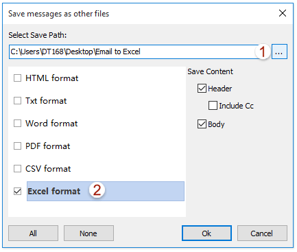 How to export all emails from an Outlook mail folder to Excel/CSV?