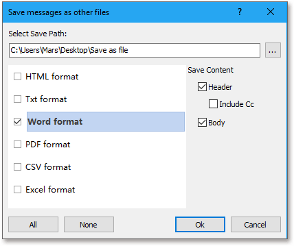 How to export one or multiple emails to Word document in Outlook?