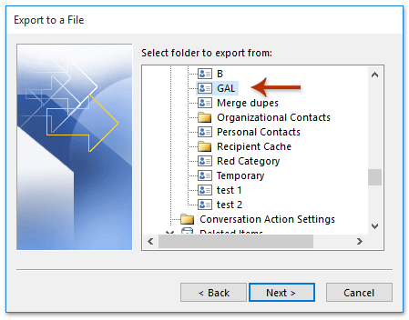How to export GAL (Global Address List) to CSV file in Outlook?