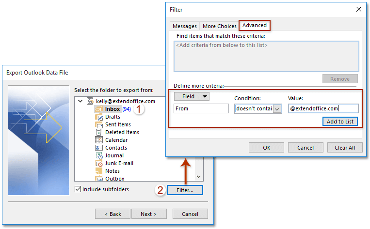 How to export search results in Outlook to PST/Excel file?