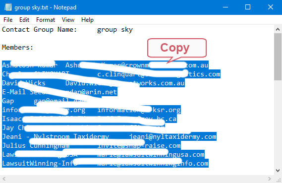 How to extract individual contacts from a contact group in Outlook?