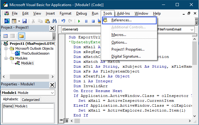 Outlook: How to extract all URLs from one email