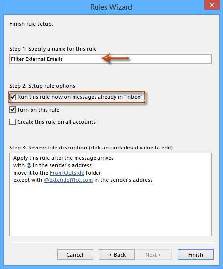 How to filter external emails automatically in Outlook?