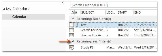 How to find out recurring appointments in Outlook?