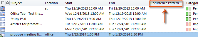 How to find out recurring appointments in Outlook?