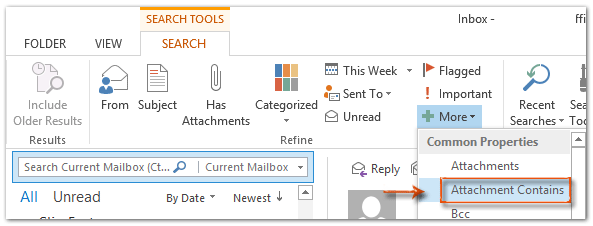 How to find out attachments by file name in Outlook?