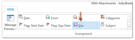 How to find out attachments by message size in Outlook?