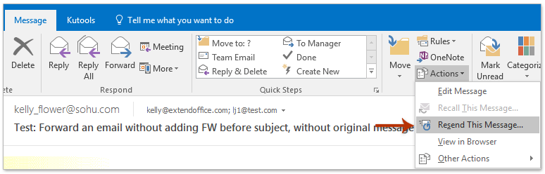 How to forward email without adding fw before subject in Outlook?