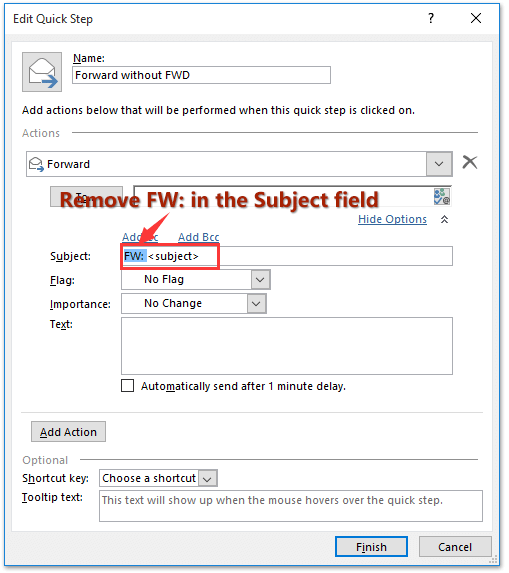 How to forward email without adding fw before subject in Outlook?