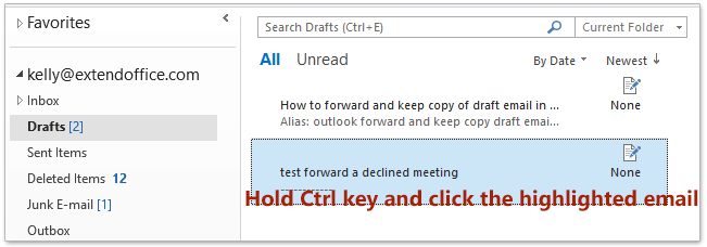 How to forward and keep copy of draft email in Outlook?