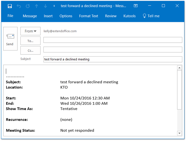 How To Forward Meeting As Email Without Notifying Meeting Organizer In 