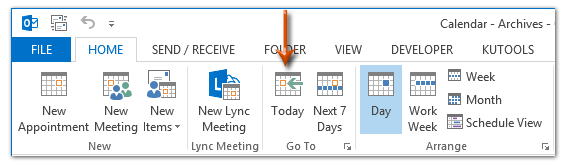 How to go to Today or specified date in Calendar of Outlook?