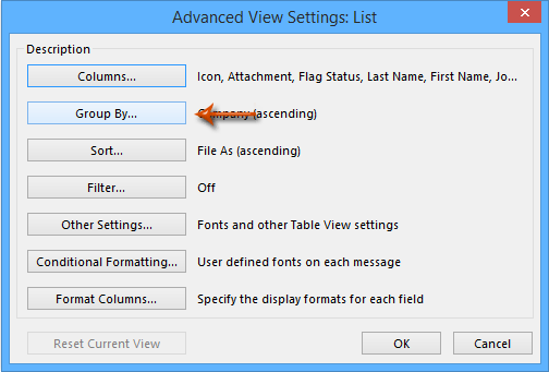 How to group contacts by company in Outlook?