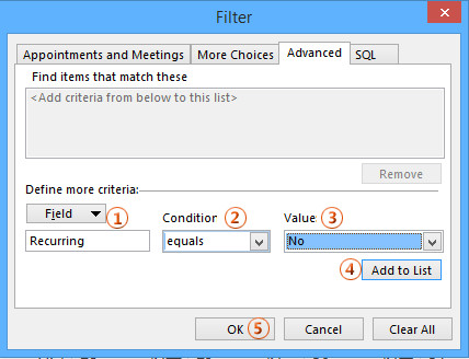 How to hide recurring appointments from calendar in Outlook?