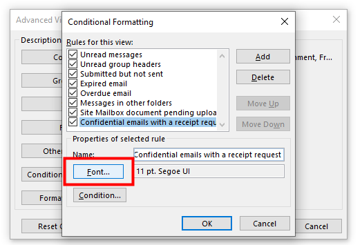 How to highlight confidential emails with a receipt request in Outlook?