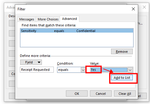 How to highlight confidential emails with a receipt request in Outlook?