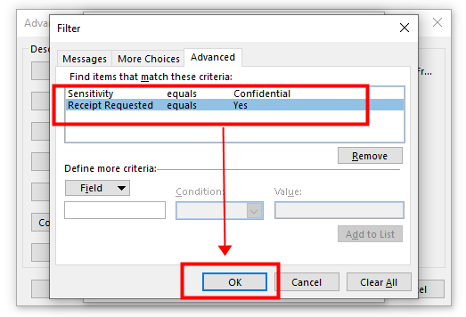 How to highlight confidential emails with a receipt request in Outlook?