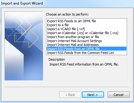 How to import and Export RSS Feeds in Outlook?