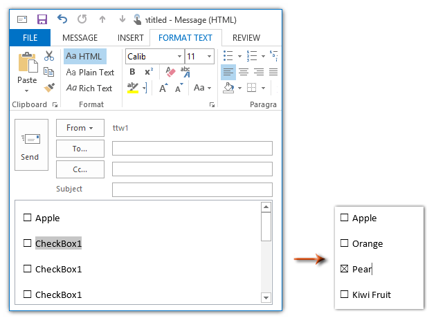 How To Add Checkbox Controls Or Checkbox Marks Into Email Messages In 