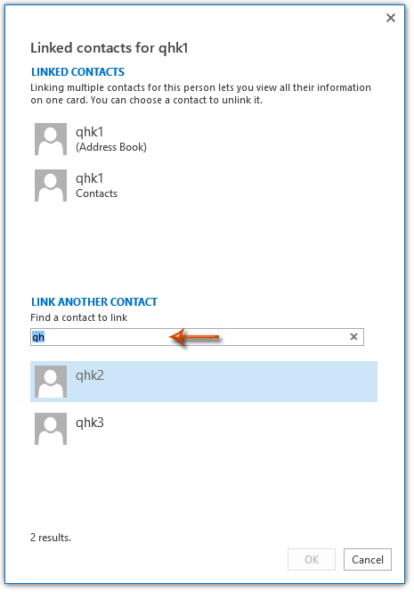 How to link contacts to a specified contact in Outlook?