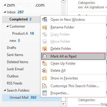 How to mass mark all emails as read in one or all folders in Outlook?