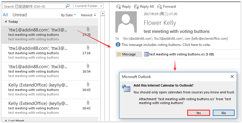 How to create a meeting with voting buttons in Outlook?