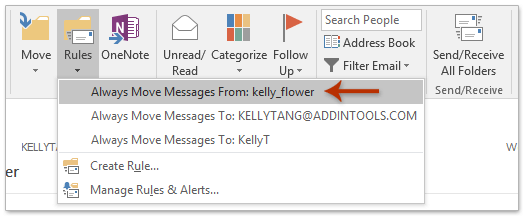 How to move emails from sender to a certain folder in Outlook?