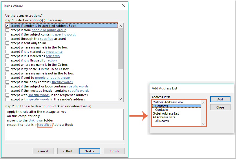 How to move emails from unknown senders to a specific folder in Outlook?