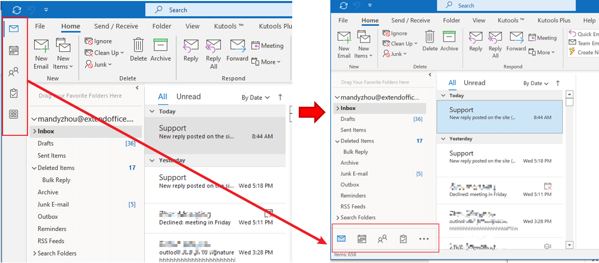 Wie Verschiebt Man Die Navigationsleiste In Outlook Von Links Nach Unten 