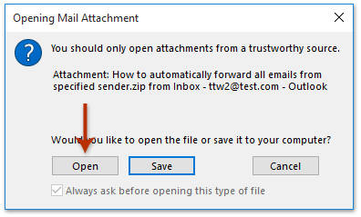 How to open zip attachments in Outlook?