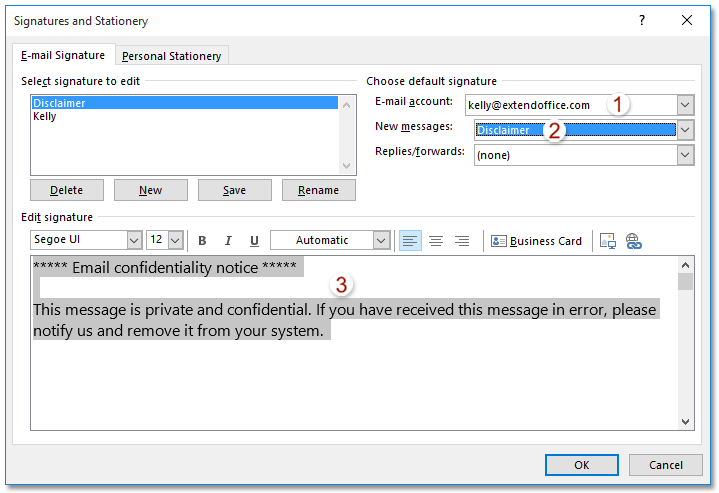 How To Add Disclaimer Signature text footer In Emails In Outlook 