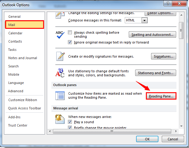 How to prevent emails marking as read in Reading Pane?