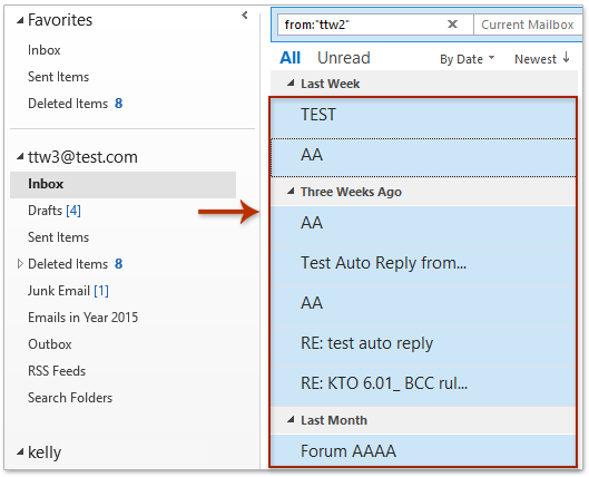 How to print all emails from one person in Outlook?