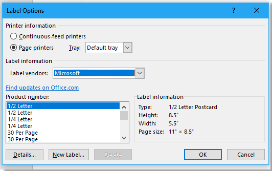 How to print Outlook contacts as mailing labels?