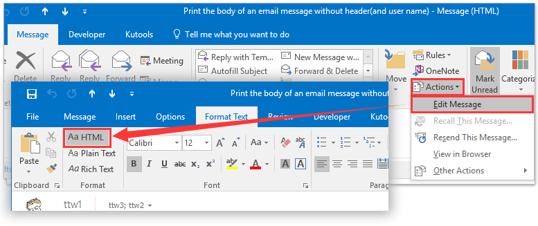 How To Print Email Body Only Without Header And Username In Outlook 