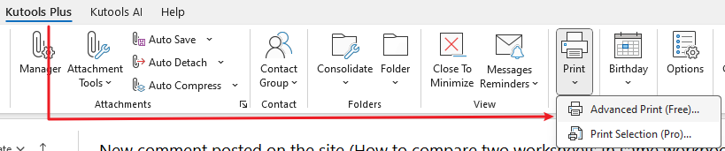 How to shrink and fit to pages when printing in Outlook?