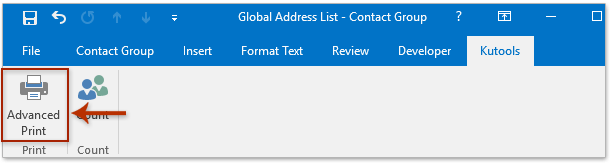How to print global address list (address book) in Outlook?